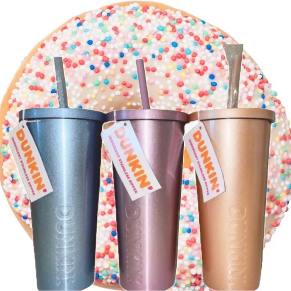 Dunkin | Kitchen | Dunkin Donuts Iridescent Stainless Steel Tumblers ...